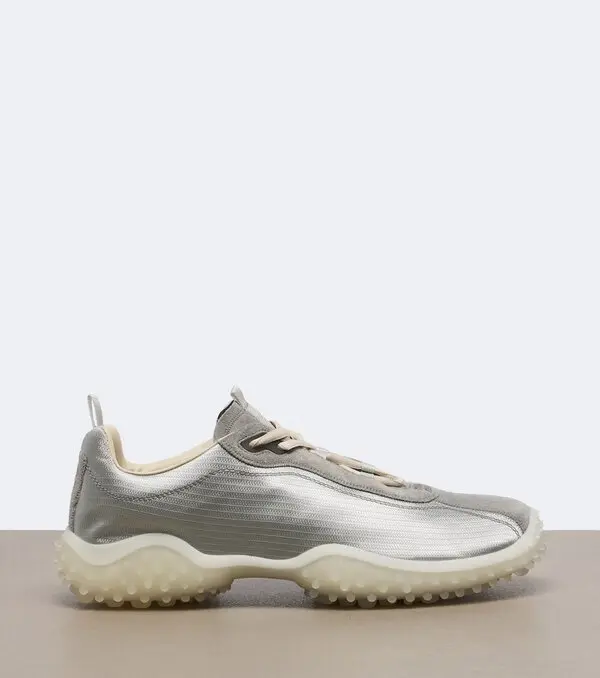 Miu Miu Bubble Suede-trimmed Sneakers - Grey