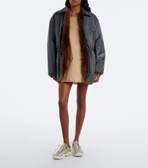 Miu Miu Bubble Suede-trimmed Sneakers - Grey