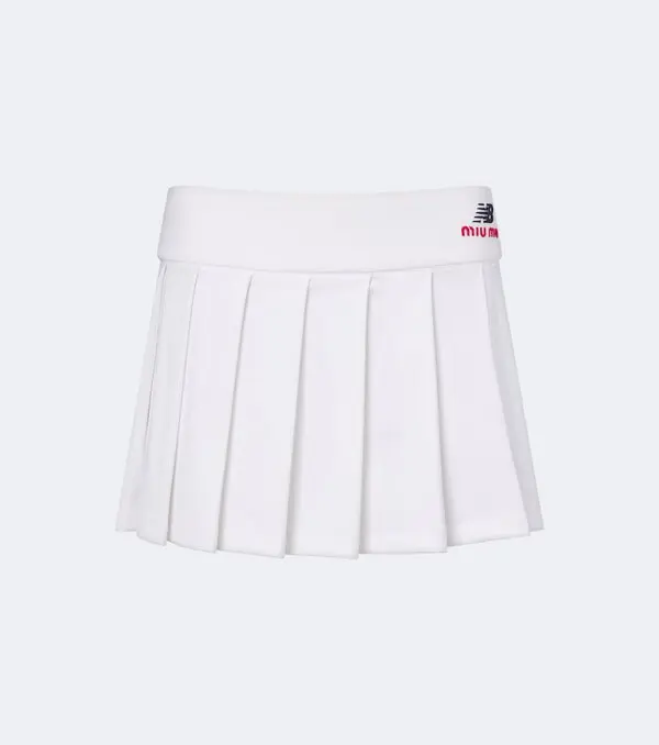 Miu Miu X New Balance Pleated Jersey Miniskirt - White