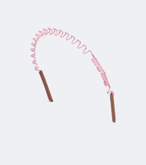 Miu Miu Logo Leather-trimmed Headband