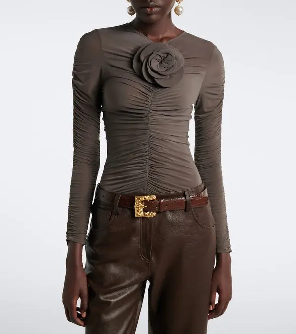 Magda Butrym Floral-applique Ruched Top