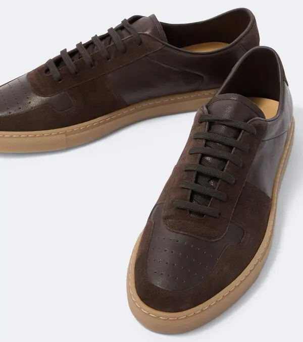 COMMON PROJECTS Bball Duo Suede-trimmed Leather Sneakers