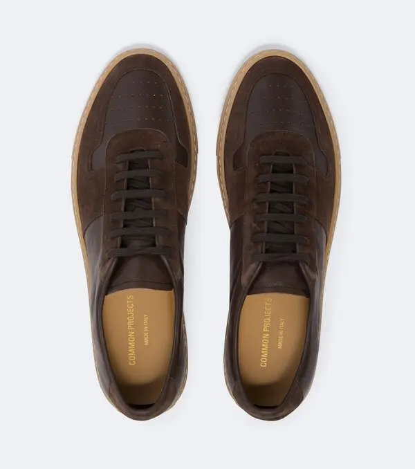 COMMON PROJECTS Bball Duo Suede-trimmed Leather Sneakers