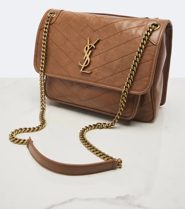 Saint Laurent Niki Medium Leather Shoulder Bag - Brown