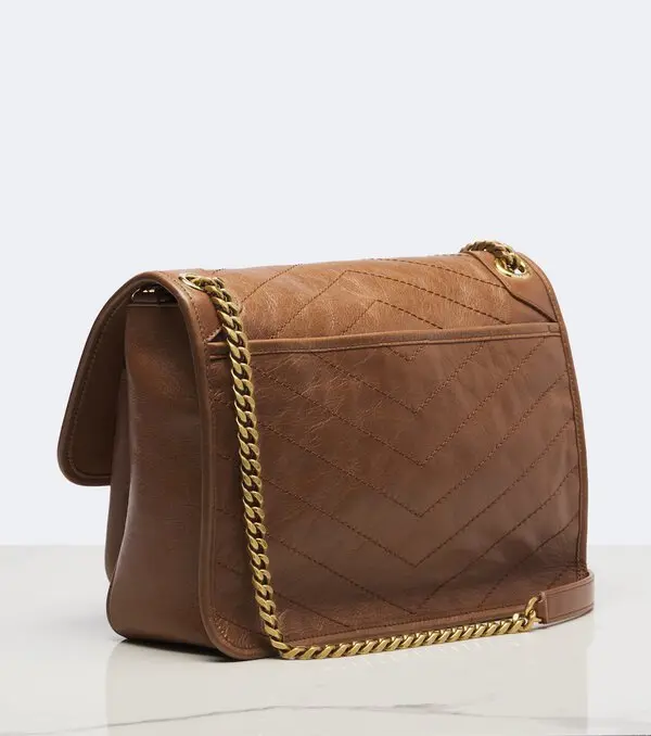 Saint Laurent Niki Medium Leather Shoulder Bag - Brown