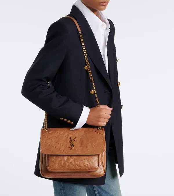 Saint Laurent Niki Medium Leather Shoulder Bag - Brown