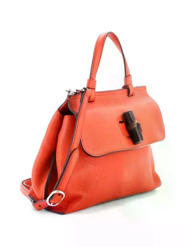 Gucci Bamboo Daily Top Handle Bag Leather Small Satchel - Orange