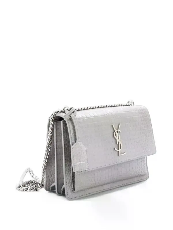 Saint Laurent Sunset Crocodile Embossed Leather Medium Crossbody Bag
