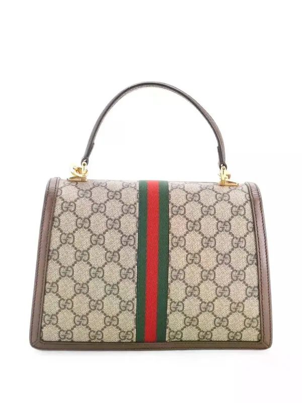 Gucci Ophidia Flap Top Handle Bag Gg Coated Canvas Small Satchel