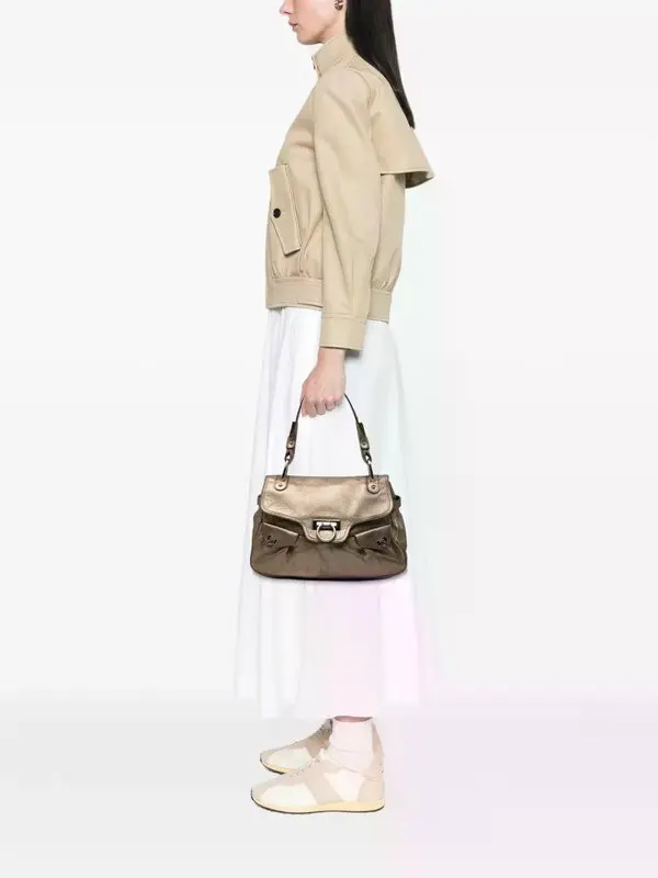 FERRAGAMO Metallic Leather Gancini Shoulder Bag