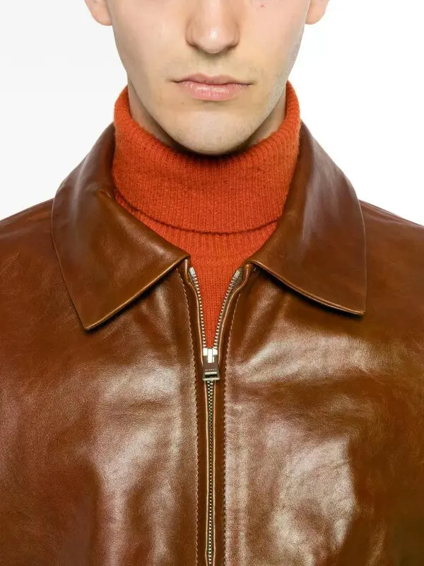 Sandro Ales Leather Jacket - Brown