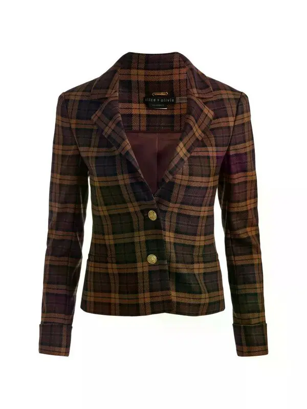 Alice + Olivia Macey Plaid Blazer - Brown