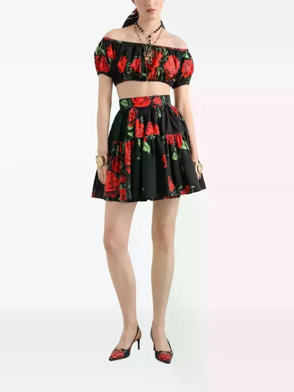 Dolce & Gabbana Rose-print Poplin Blouse