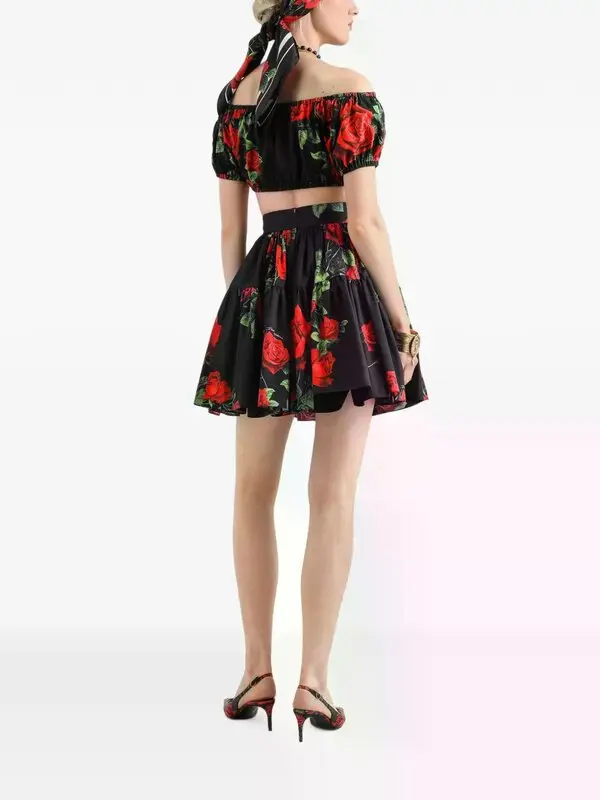 Dolce & Gabbana Rose-print Poplin Blouse