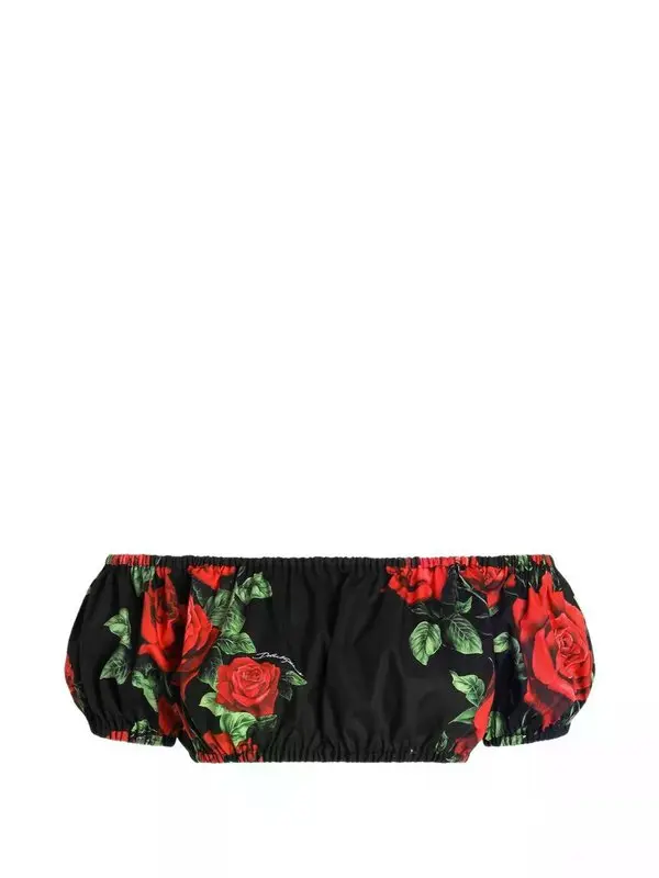 Dolce & Gabbana Rose-print Poplin Blouse