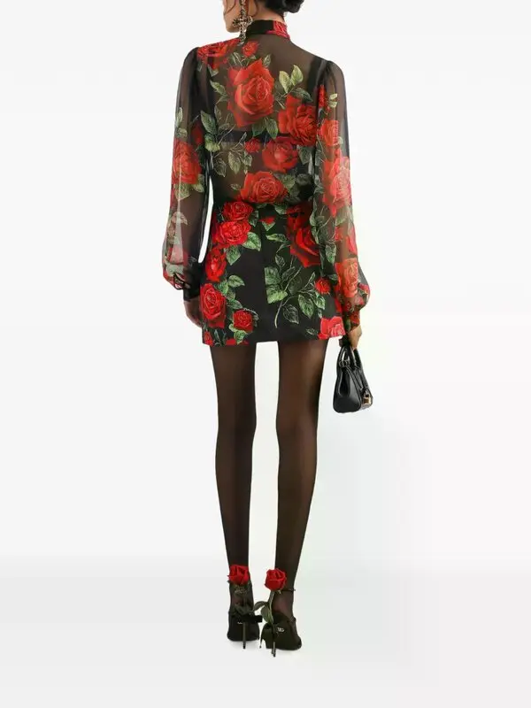 Dolce & Gabbana Rose-print Brocade Skirt