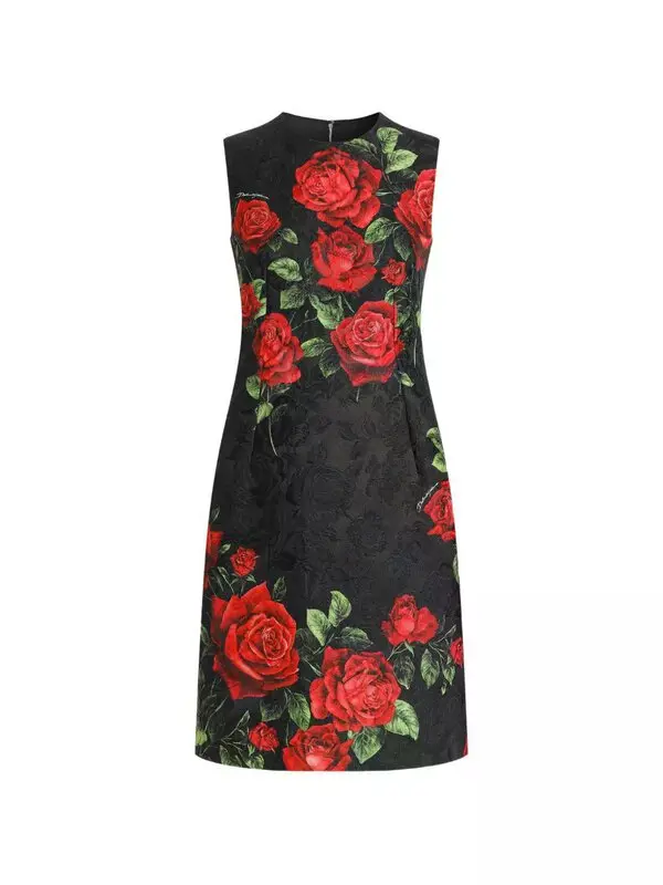 Dolce & Gabbana Rose-print Brocade Mini Dress