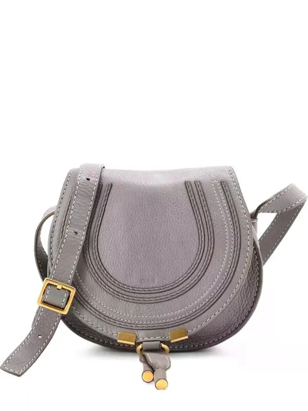 Chloé Marcie Leather Small Crossbody Bag - Grey