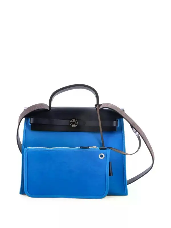 Hermès Herbag Zip Leather And Toile 31 Shoulder Bag - Blue