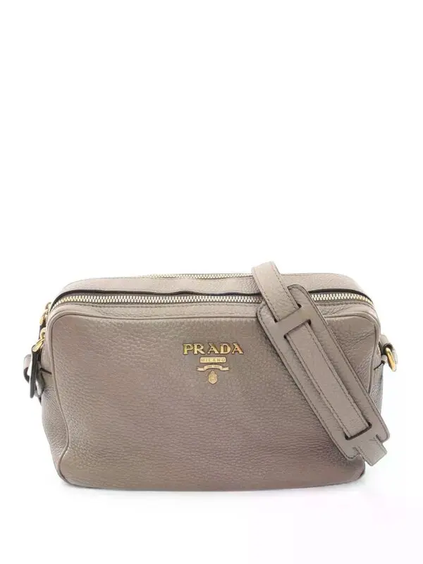 Prada 2010-2026 Vitello Daino Double Zip Camara Bag Crossbody Bag - Grey