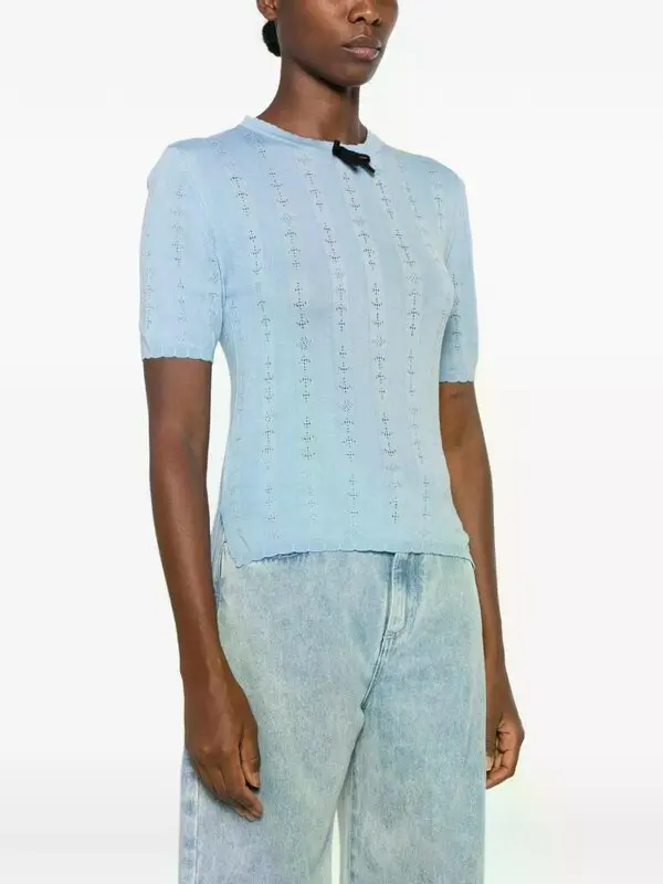 Marni Bow-detail Pointelle-knit T-shirt