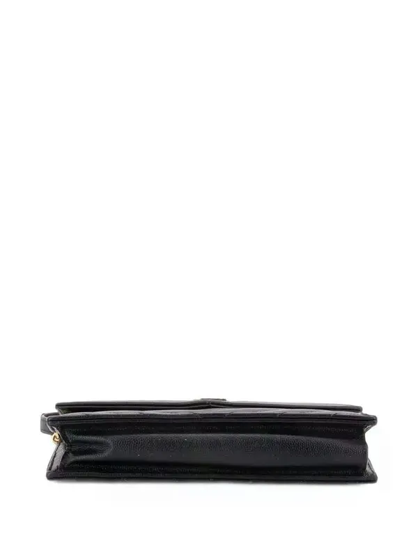 Saint Laurent Classic Monogram Wallet On Chain Matelasse Chevron Leather Small Crossbody Bag - Black