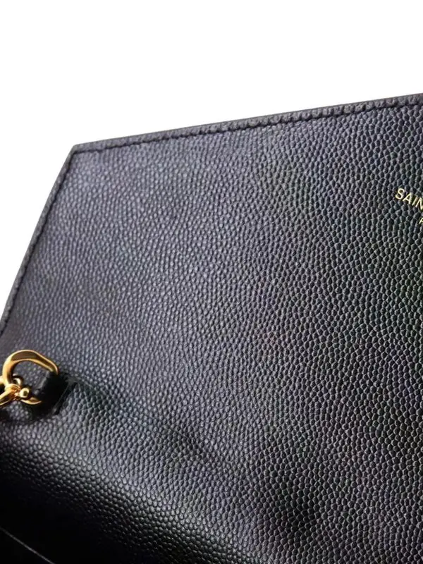 Saint Laurent Classic Monogram Wallet On Chain Matelasse Chevron Leather Small Crossbody Bag - Black