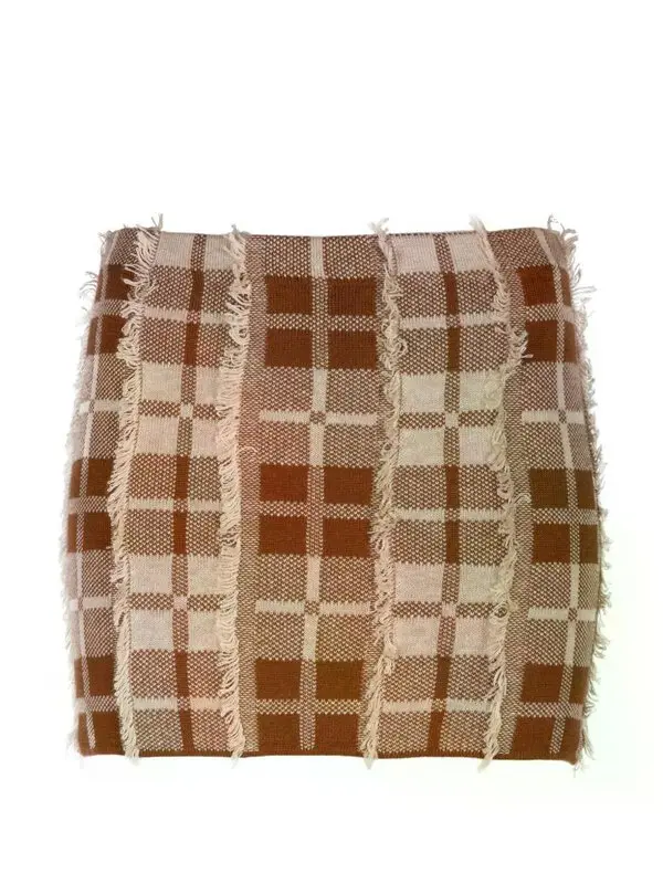 Guest In Residence Fringe-trim Plaid Skirt