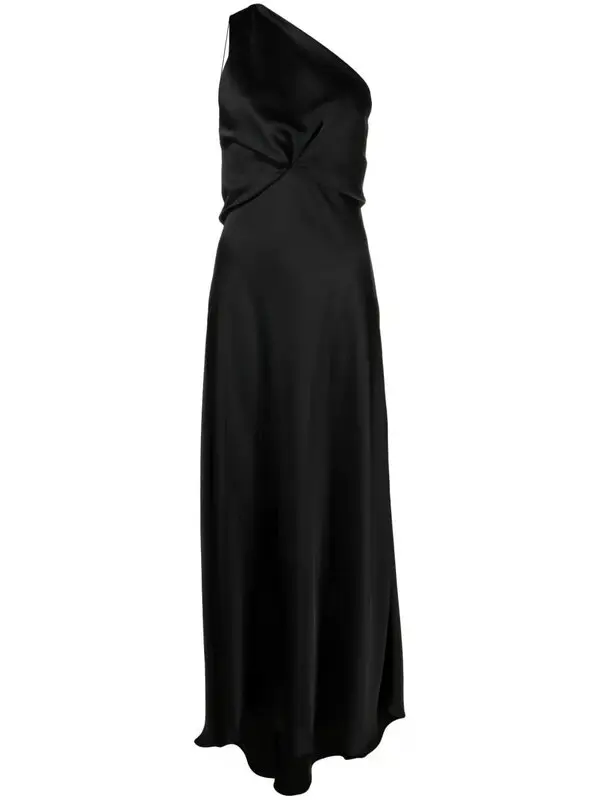 Philosophy Di Lorenzo Serafini One-shoulder Backless Satin Maxi Dress - Black