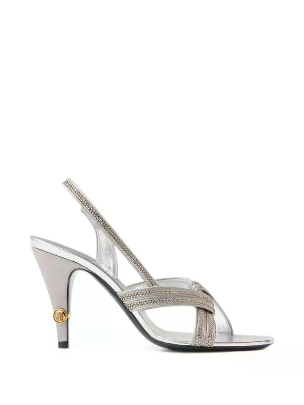 Versace Embellished Nappa & Satin Slingbacks 90 Mm
