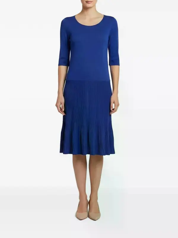 ARMANI Ribbed-knit Round-neck Midi Dress