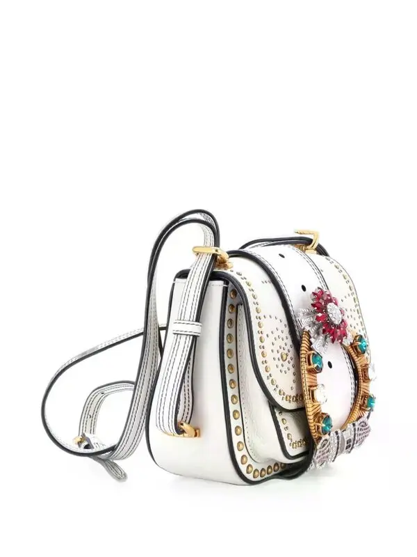 Miu Miu Dahlia Crystal Embellished Leather Small Crossbody Bag - White