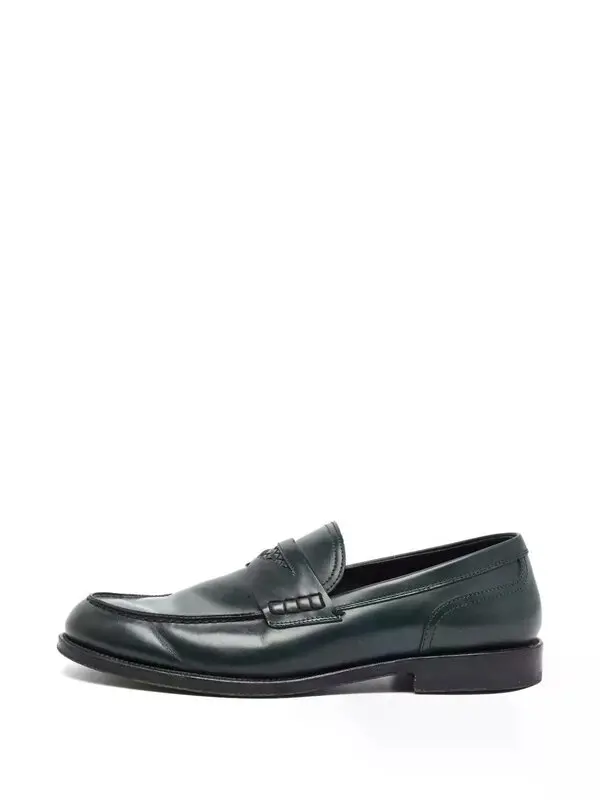 Bottega Veneta Intrecciato-detail Penny-slot Loafers - Green