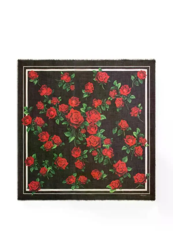 Dolce & Gabbana Rose-print Cotton Stole