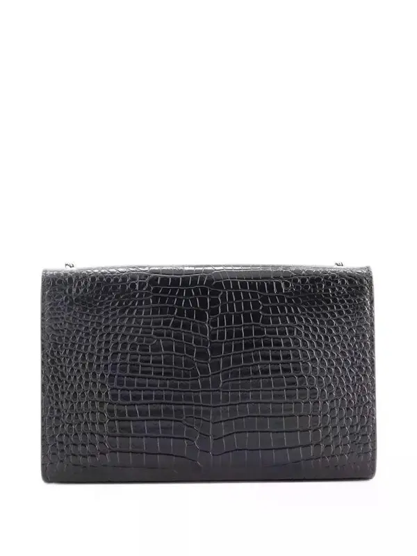 Saint Laurent Classic Monogram Tassel Crocodile Embossed Leather Medium Crossbody Bag