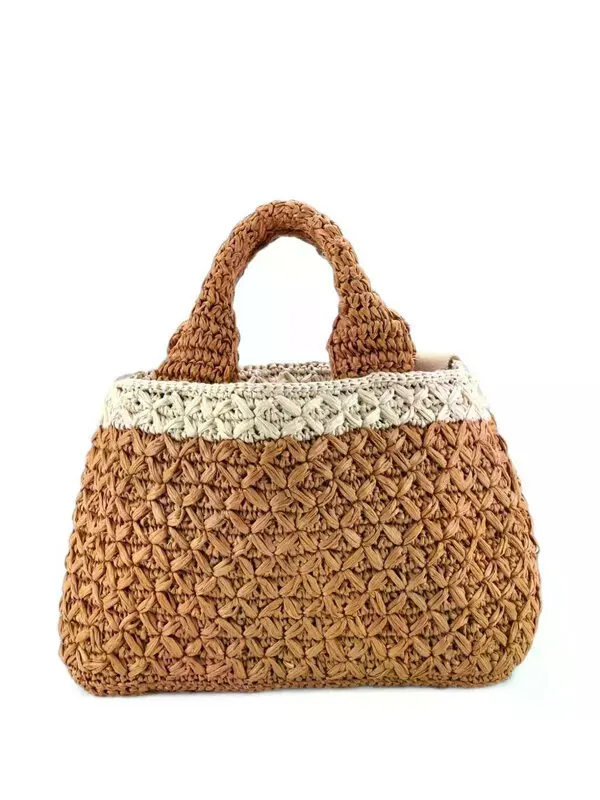 Prada Convertible Open Woven Raffia Small Tote Bag
