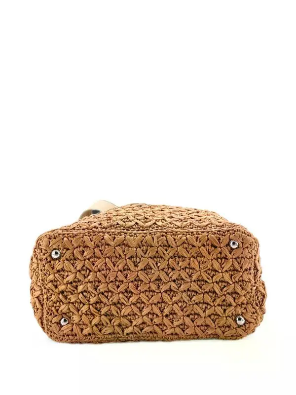 Prada Convertible Open Woven Raffia Small Tote Bag