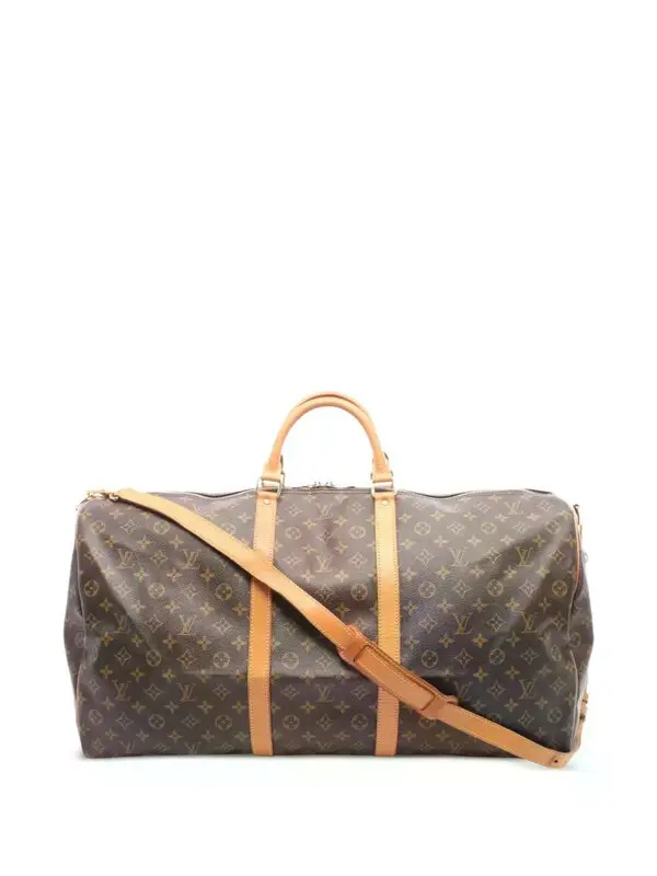 LOUIS VUITTON 1997 Monogram Keepall Bandouliere 60 Travel Bag - Brown
