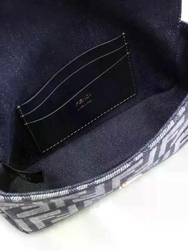 Fendi 2010-2026 Mini Zucca Denim Baguette Satchel