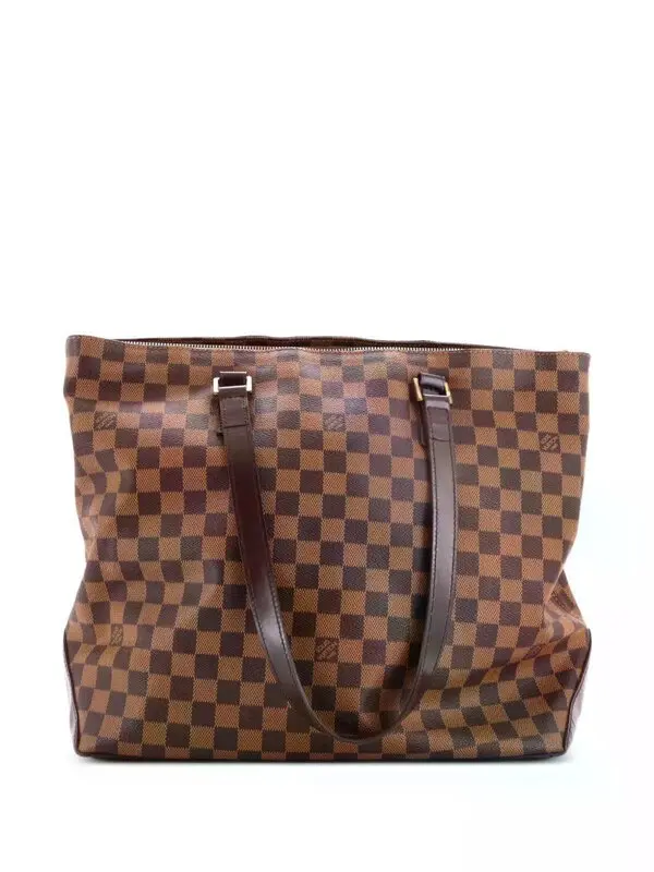 LOUIS VUITTON Damier Canvas Cabas Mezzo Tote Bag - Brown