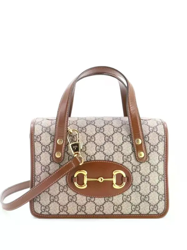 Gucci Horsebit 1955 Boston Bag Gg Coated Canvas Mini Satchel - Brown