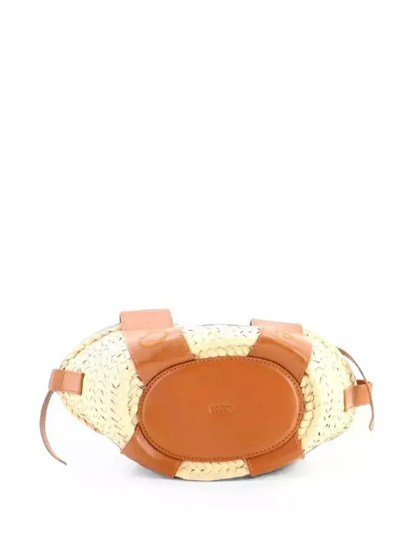 Chloé Sense Basket Tote Raffia With Leather Small Shoulder Bag