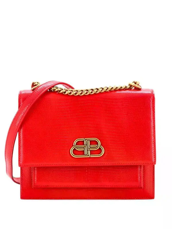 Balenciaga Sharp Shoulder Bag Lizard Embossed Leather Small Crossbody Bag