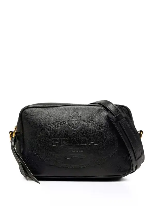 Prada 2013-2026 Glace Calfskin Embossed Logo Camera Bag Crossbody Bag
