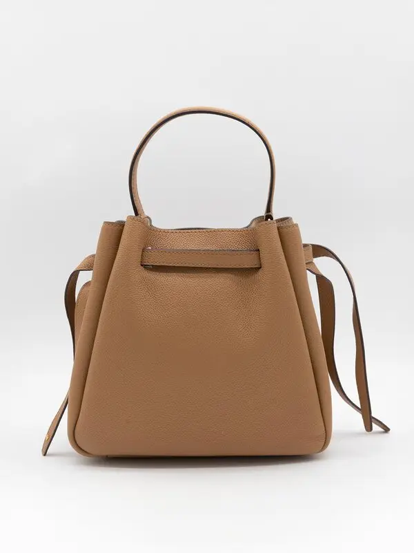 Tory Burch Romy Mini Handbag In Pebbled Leather With A Flared Shape