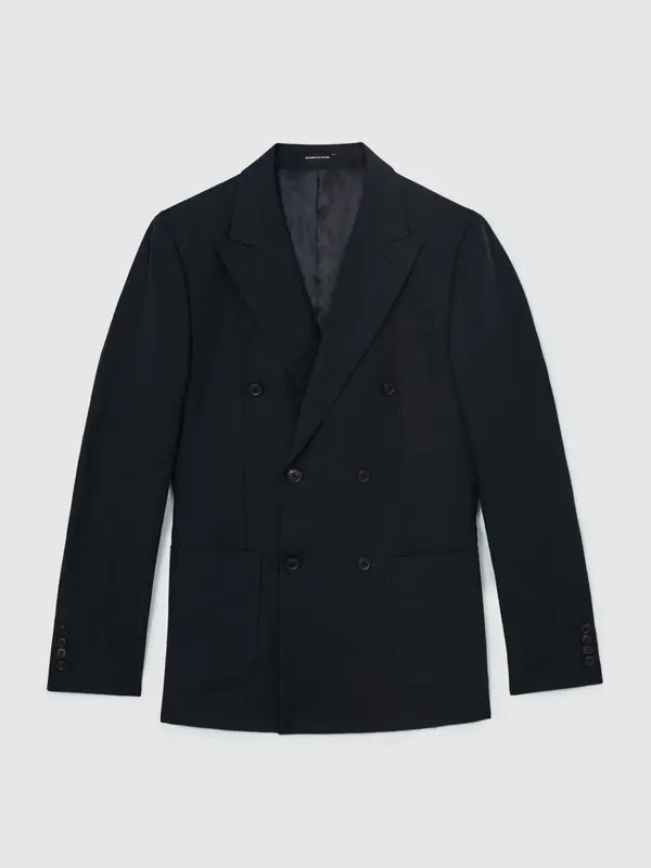 REISS Tailored Fit Linen Double-breasted Suit Blazer