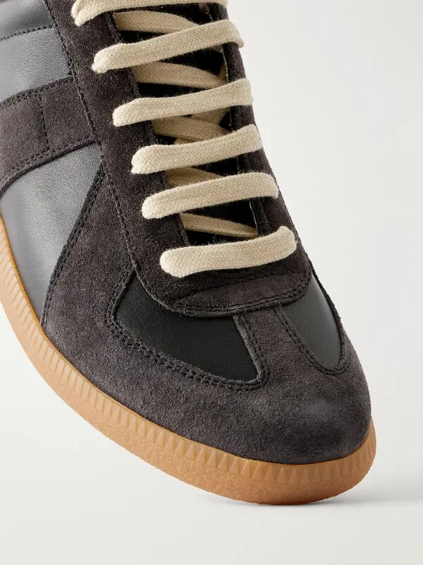 MAISON MARGIELA Replica Suede And Leather Sneakers - Brown