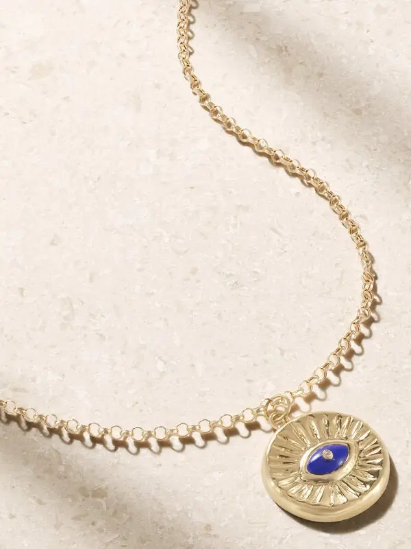 L'ATELIER NAWBAR 18k Gold Lapis Lazuli Diamond Evil Eye Necklace - Blue