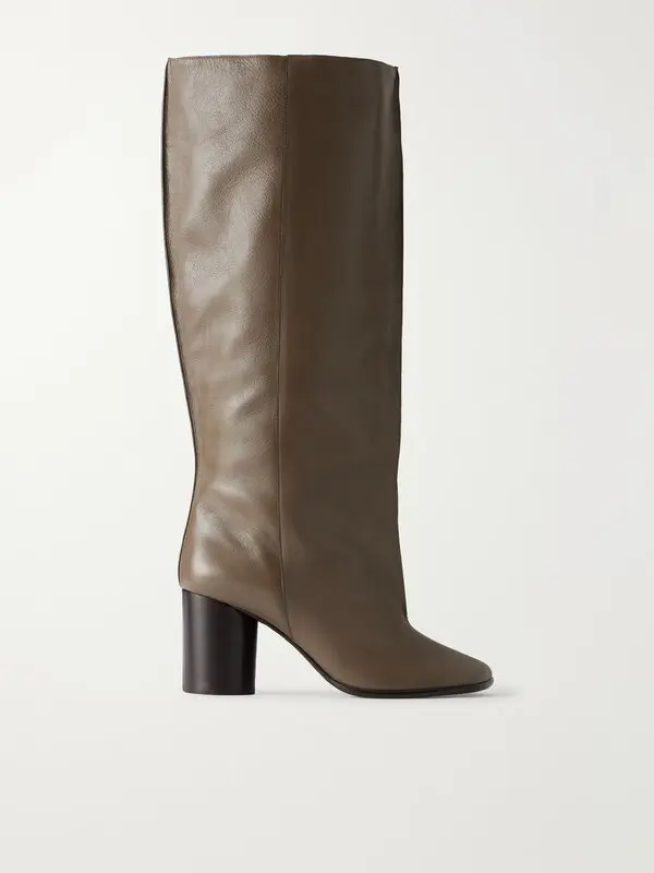 LEMAIRE Crease Leather Knee Boots