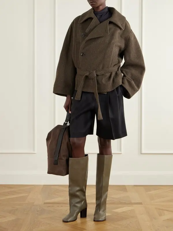 LEMAIRE Crease Leather Knee Boots